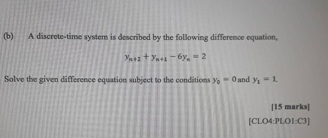 Solved (b) A discrete-time system is described by the | Chegg.com
