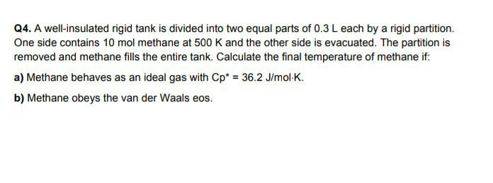 Solved Q4. A well-insulated rigid tank is divided into two | Chegg.com
