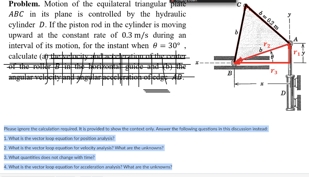 b= 0.2 m Problem. Motion of the equilateral | Chegg.com