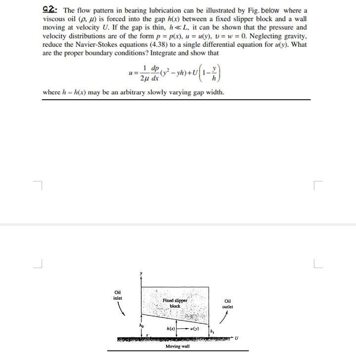 Solved Q2. The flow pattern in bearing lubrication can be | Chegg.com
