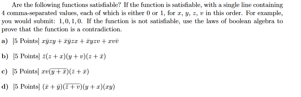 Solved Are the following functions satisfiable? If the | Chegg.com