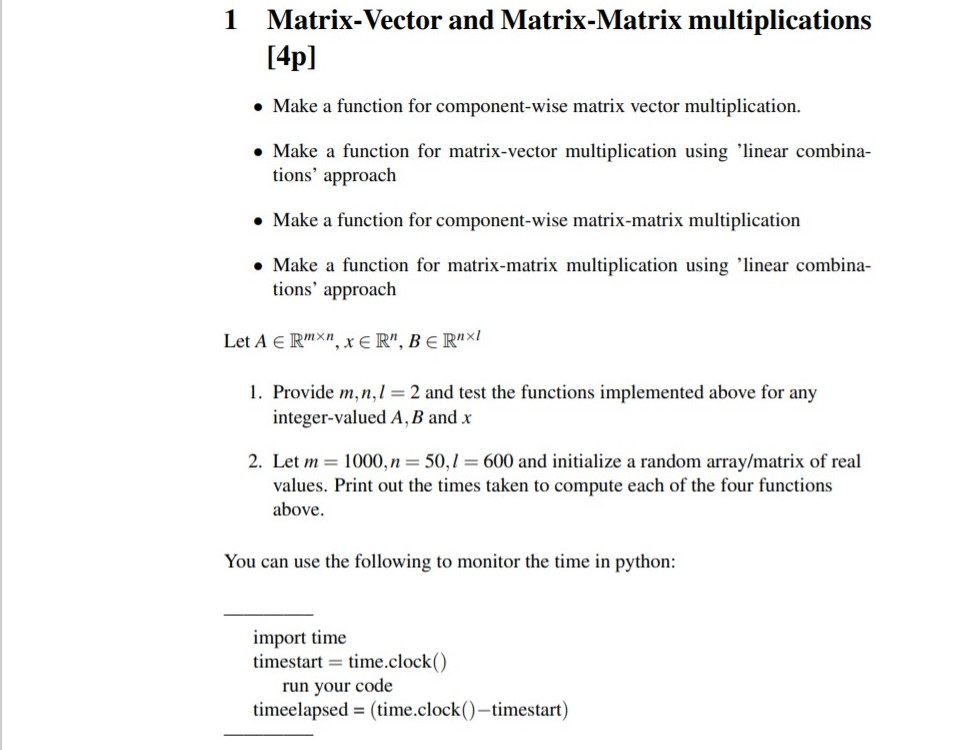 1 Matrix Vector And Matrix Matrix Multiplications