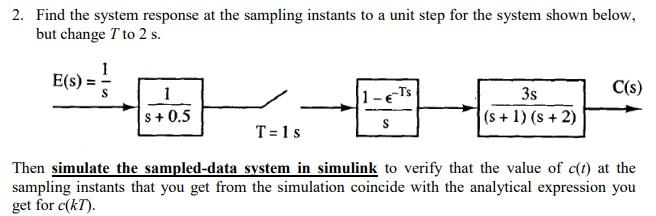 Solved 2. Find the system response at the sampling instants | Chegg.com