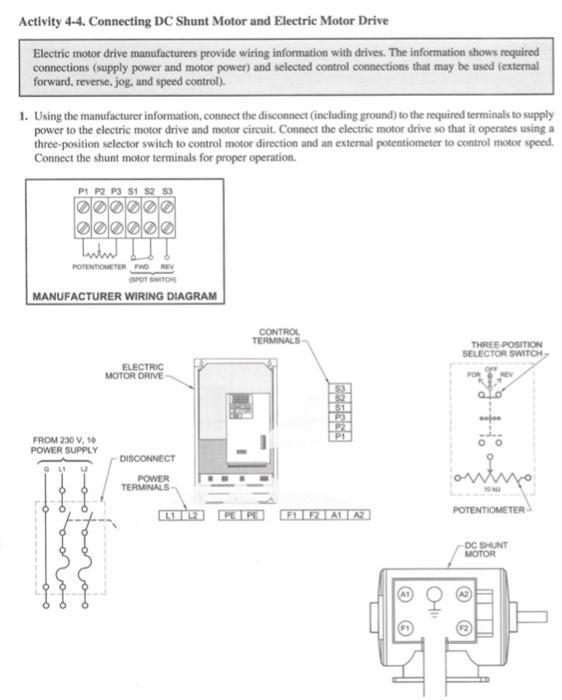 Solved Activity 4-4. Connecting DC Shunt Motor and Electric | Chegg.com