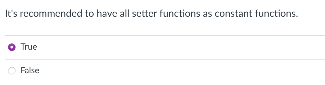 Solved It's recommended to have all setter functions as | Chegg.com