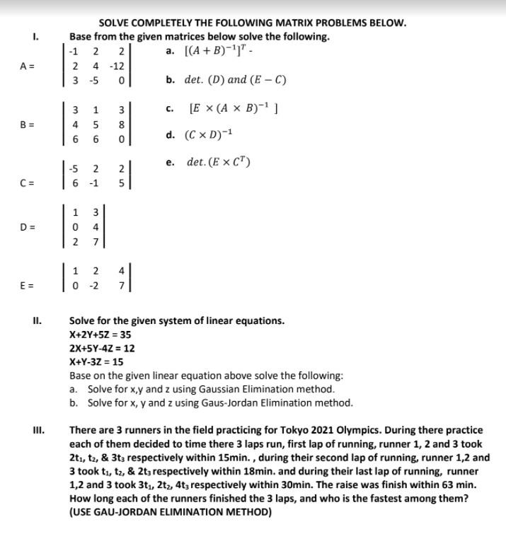 Solved -Create a SCRIPT PROGRAM that will solve all the | Chegg.com