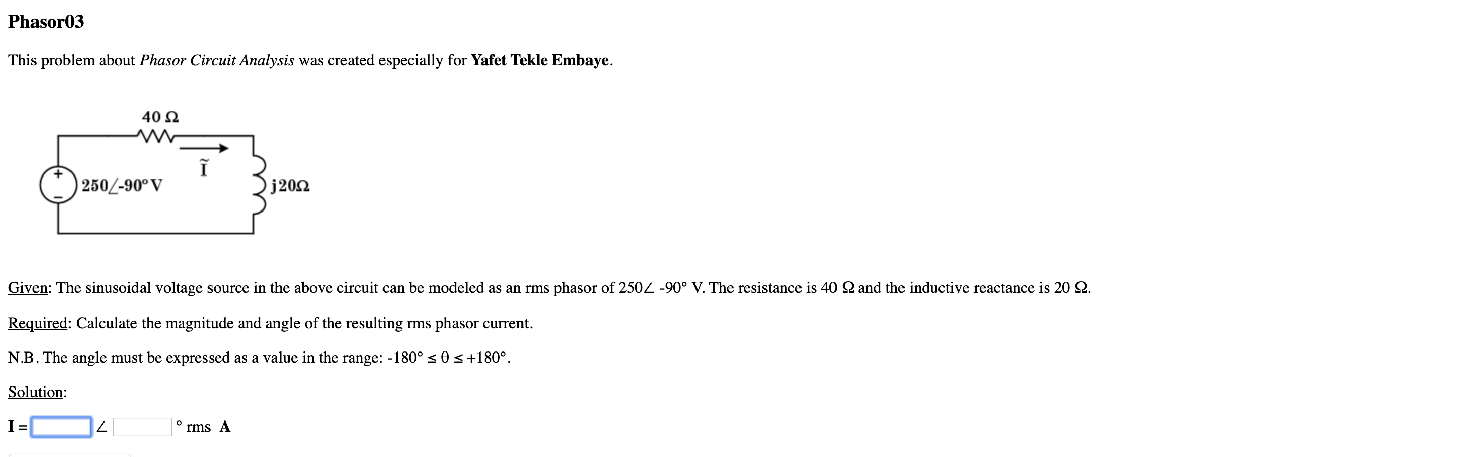 Solved Phasor03 This problem about Phasor Circuit Analysis | Chegg.com