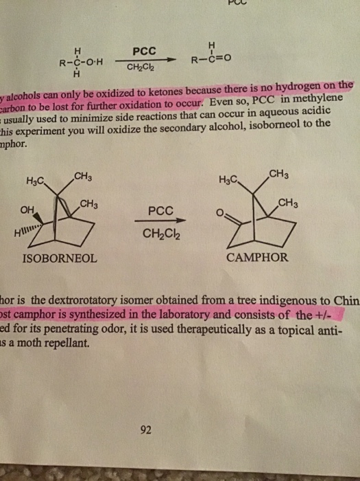 Solved PCC y alcohols can only be oxidized to ketones | Chegg.com