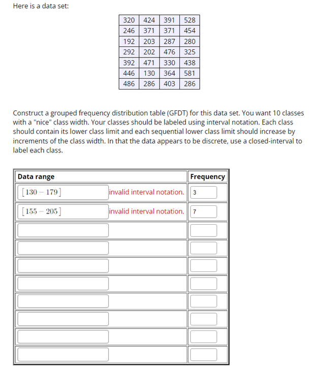 Solved Here is a data set:Construct a grouped frequency | Chegg.com