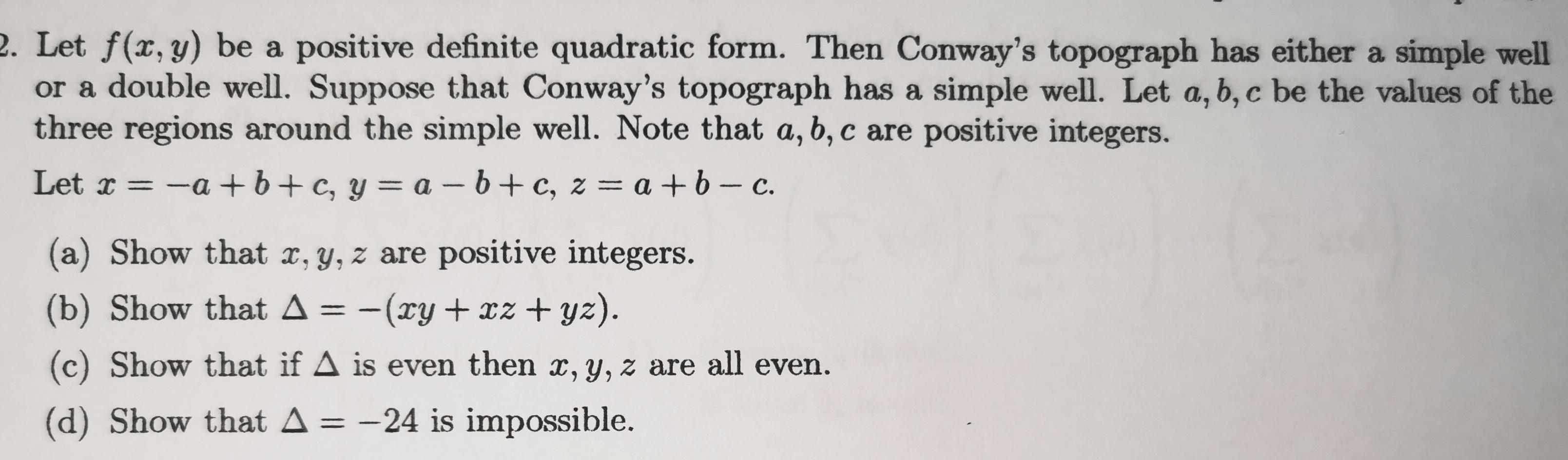 Solved 2. Let f(x,y) be a positive definite quadratic form. | Chegg.com