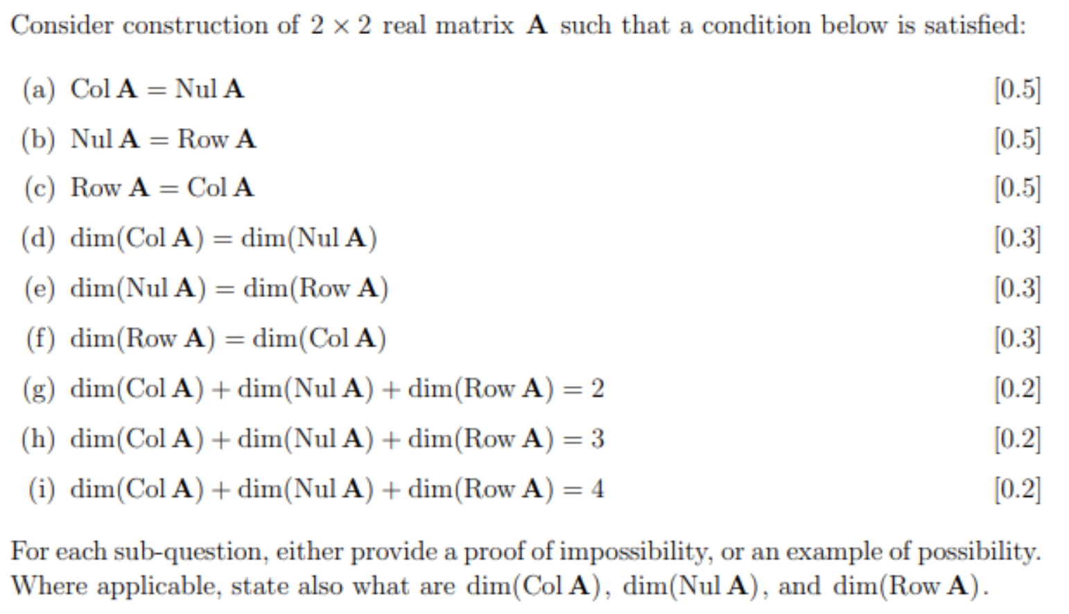 Solved Consider construction of 2 x 2 real matrix A such | Chegg.com