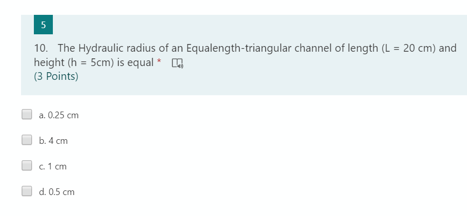 Solved 5 10. The Hydraulic radius of an | Chegg.com