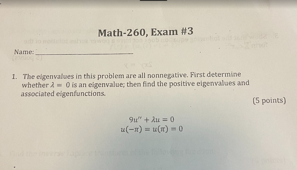1. The eigenvalues in this problem are all | Chegg.com
