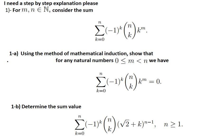 Solved I need a step by step explanation please 1)-For m, n | Chegg.com
