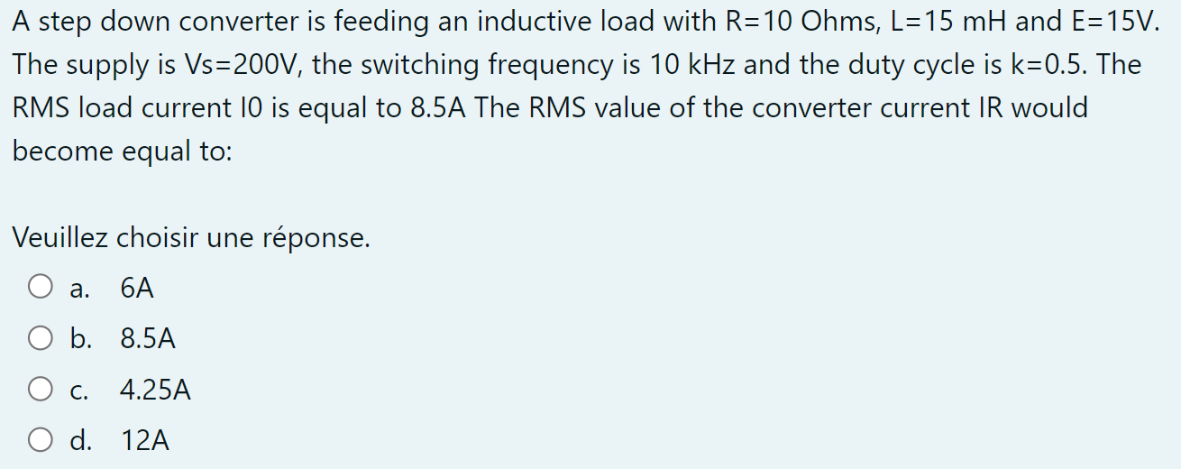 A step down converter is feeding an inductive load | Chegg.com
