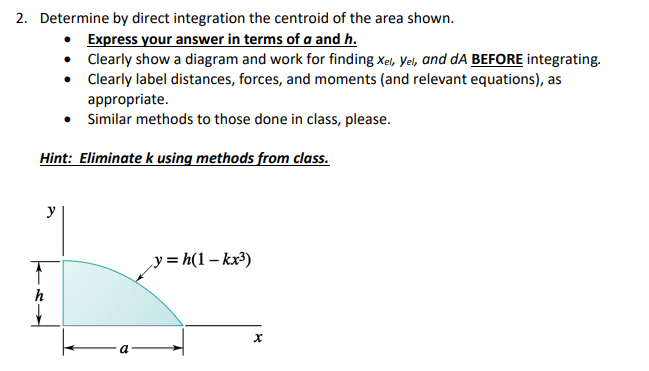 Solved 2. Determine by direct integration the centroid of | Chegg.com