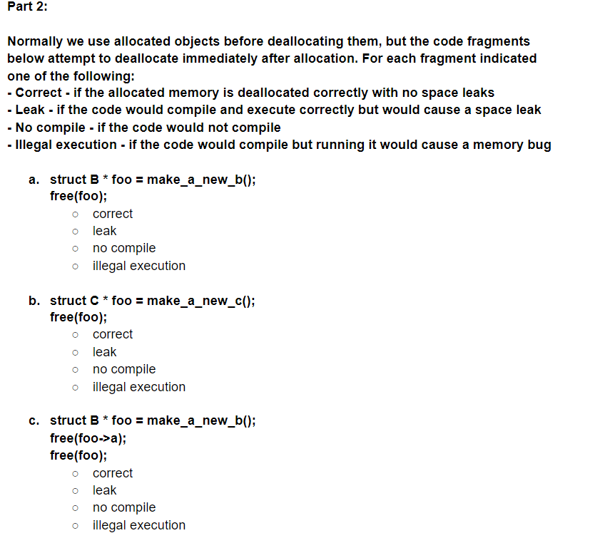 Solved Struct A Double Arr 4 Int P Struct B Int X 9199