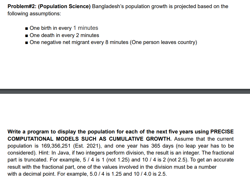 Solved Problem\#2: (Population Science) Bangladesh's | Chegg.com