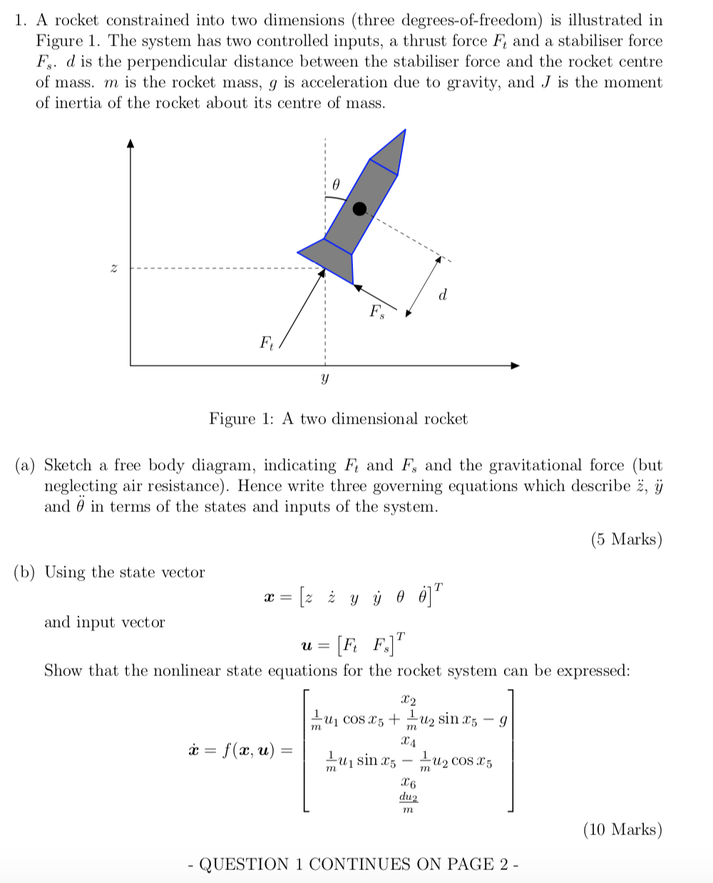1. A rocket constrained into two dimensions (three | Chegg.com