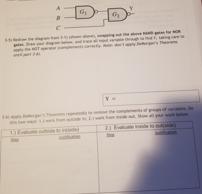 Solved A Y G3 G2 B C - 3-5) Redraw the diagram from 3-1) | Chegg.com