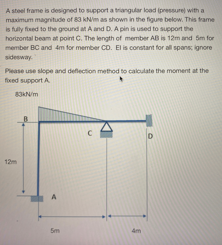 Solved A steel frame is designed to support a triangular | Chegg.com