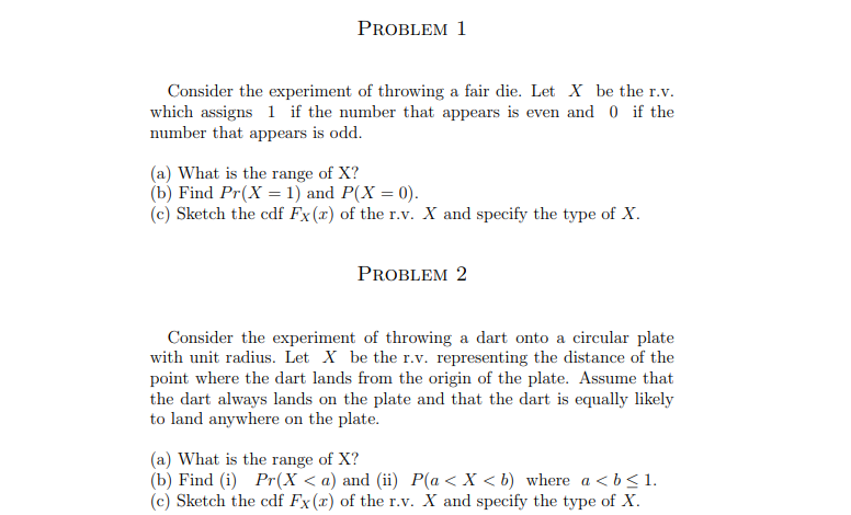 Solved PROBLEM 1 Consider the experiment of throwing a fair | Chegg.com