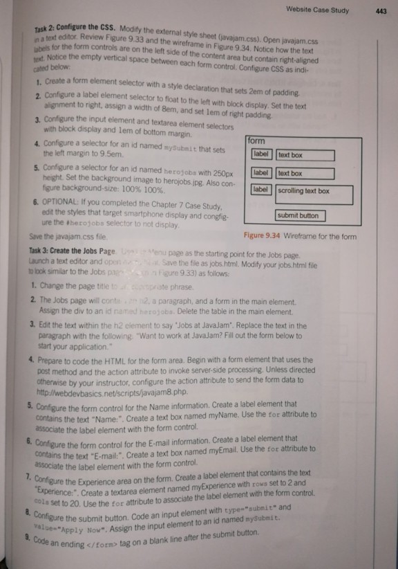 Solved WEBSITE CASE STUDY Adding a Form Each of the | Chegg.com