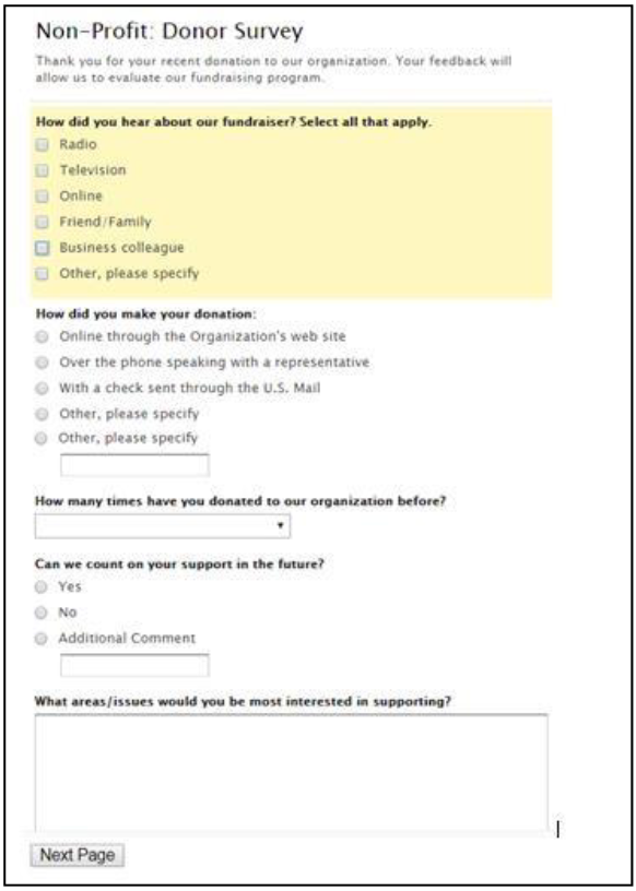 Solved Non-Profit: Donor Survey Thank you for your recent | Chegg.com