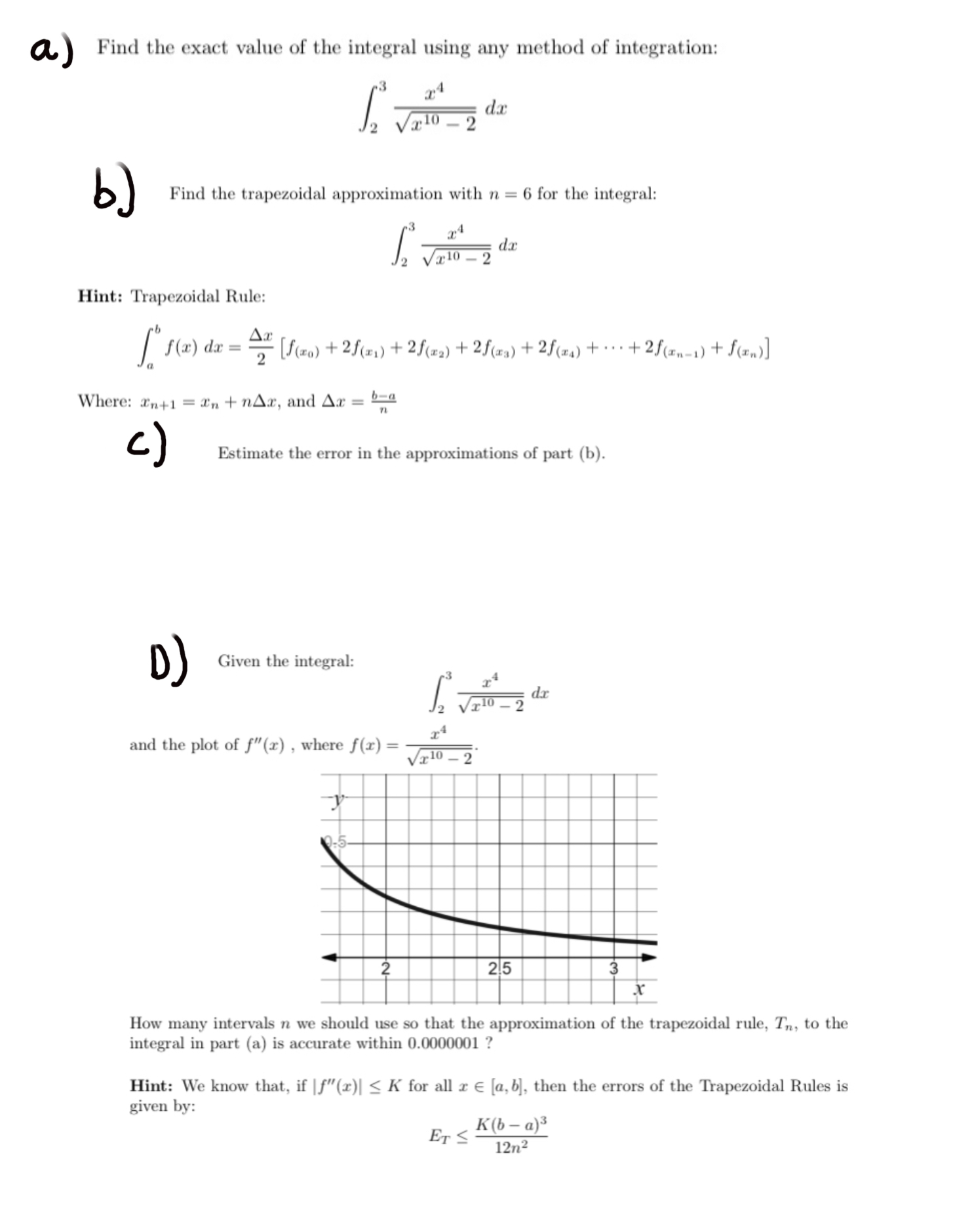 a Find the exact value of the integral using any | Chegg.com