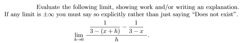 Solved Evaluate the following limit, showing work and/or | Chegg.com