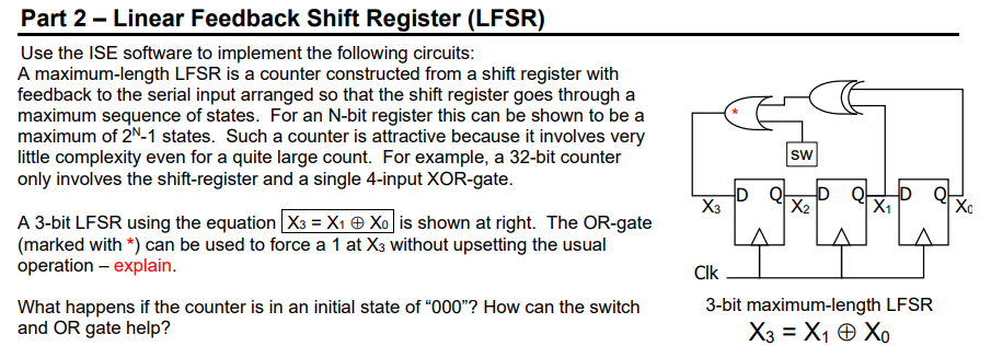 Solved Part 2 - Linear Feedback Shift Register (LFSR) Use | Chegg.com