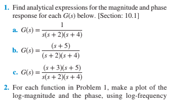 Solved 1. Find analytical expressions for the magnitude and | Chegg.com