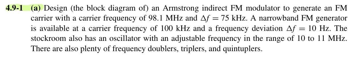 Solved 1.9-1 (a) Design (the block diagram of) an Armstrong | Chegg.com