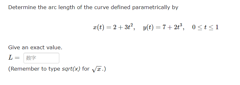 Solved Determine the arc length of the curve defined | Chegg.com