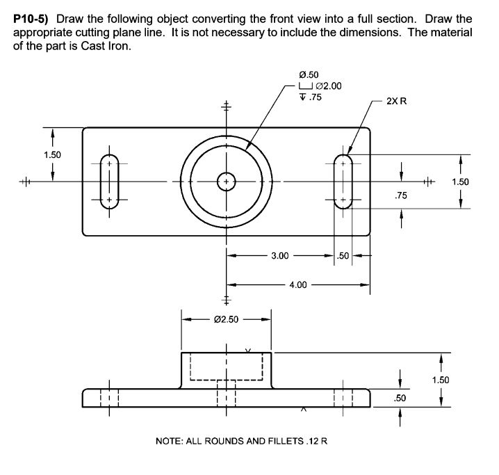 Solved P10-5) Draw the following object converting the front | Chegg.com