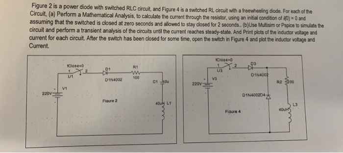 Solved Figure 2 is a power diode with switched RLC circuit, | Chegg.com