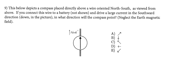 Solved This below depicts a compass placed directly above a | Chegg.com