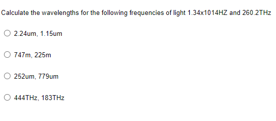 Solved Calculate the wavelengths for the following | Chegg.com