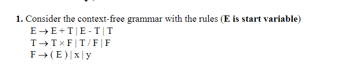 Solved Consider the context-free grammar with the rules ( E | Chegg.com