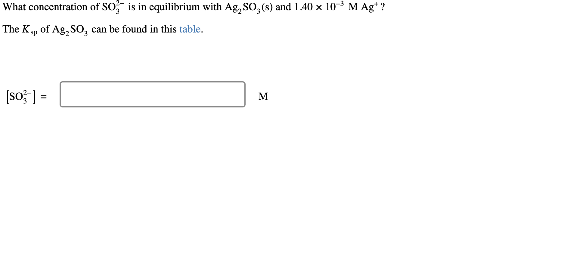 Solved What concentration of SO32− is in equilibrium with | Chegg.com