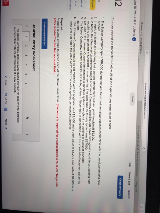 Solved To Do ter 10 Pre-Built Problems Help Save& Exit | Chegg.com