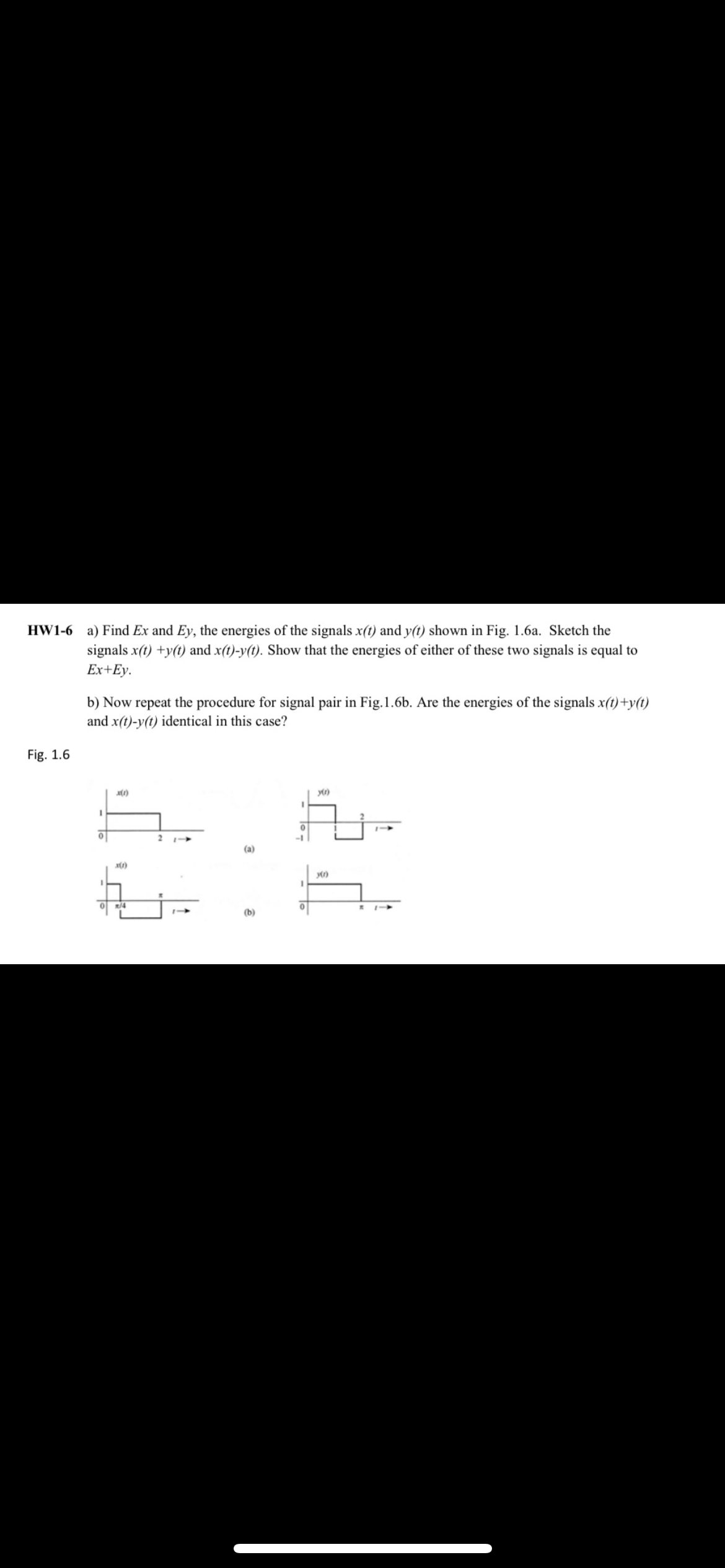 Solved HW1-6 a) Find Ex and Ey, the energies of the signals | Chegg.com