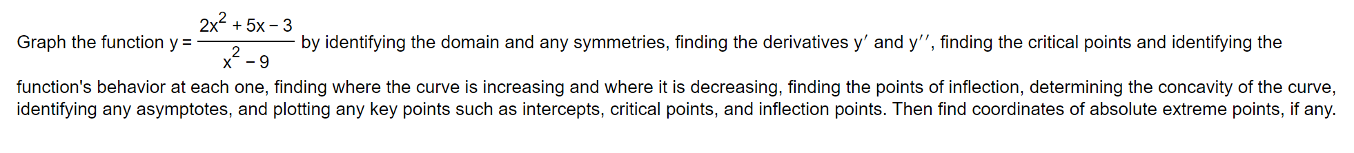 Solved Graph the function y=x2−92x2+5x−3 by identifying the | Chegg.com