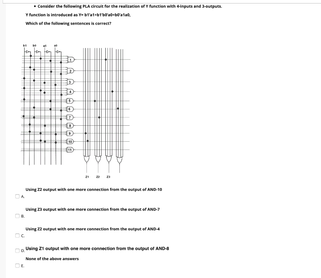 Solved • Consider the following PLA circuit for the | Chegg.com