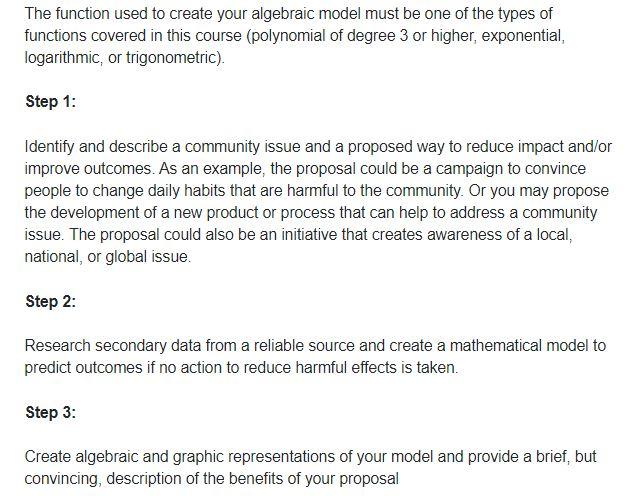 Solved The function used to create your algebraic model must | Chegg.com