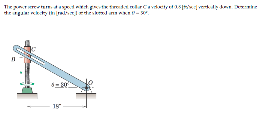 Solved The power screw turns at a speed which gives the | Chegg.com