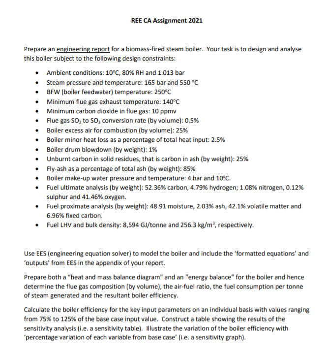 REE CA Assignment 2021 Prepare an engineering report | Chegg.com