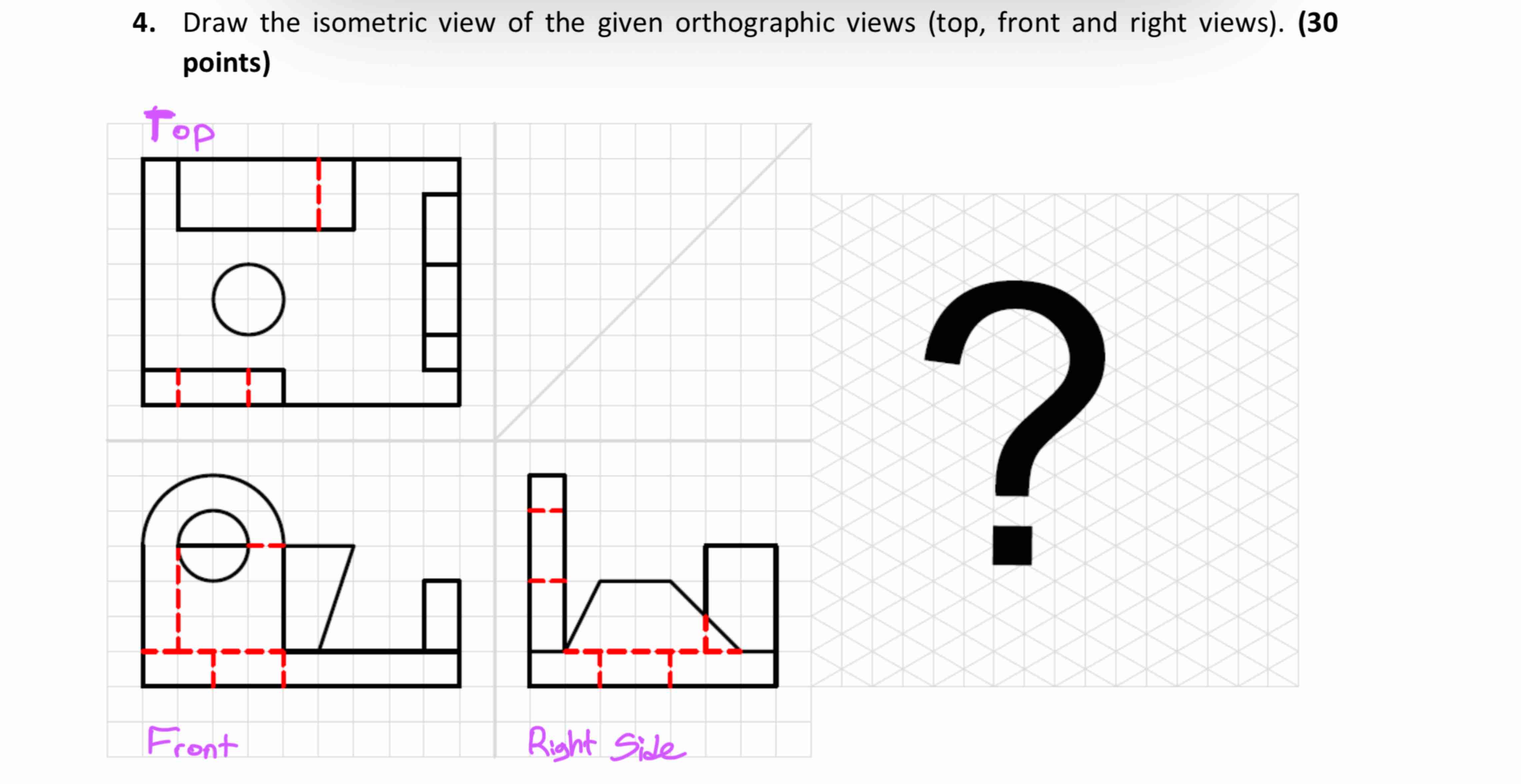 Draw the isometric view of the given orthographic | Chegg.com