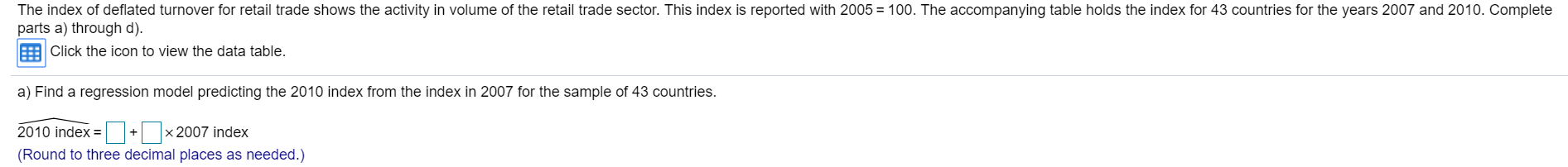 Solved The index of deflated turnover for retail trade shows | Chegg.com