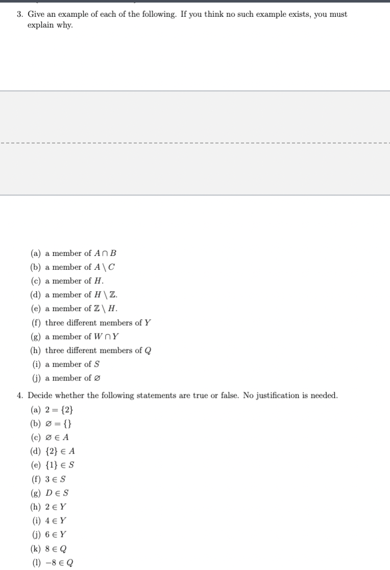 Solved 3. Give an example of each of the following. If you | Chegg.com